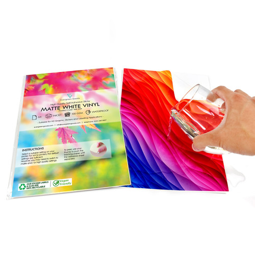 A4 Matte White Printable Sticker Vinyl Labels, Waterproof Inkjet Laser