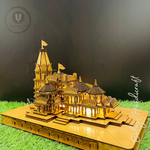 Wooden 3d Model Of ram Mandir mdf With Light Banaras Tradtional Art ...