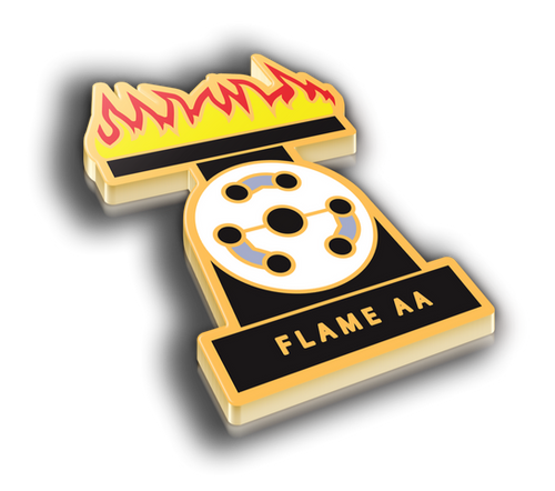 Flame AA Badge Pin - Metallic Hard Enamel | d-Orbital Games