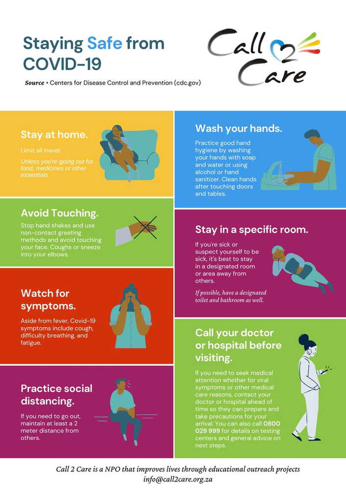 Staying safe from COVID-19 | Educational infographic Poster | South Africa
