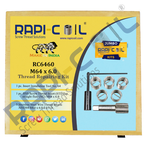 Thread Repairing Kit M64 x 6.0 - Wooden Packing | RAPI-COIL