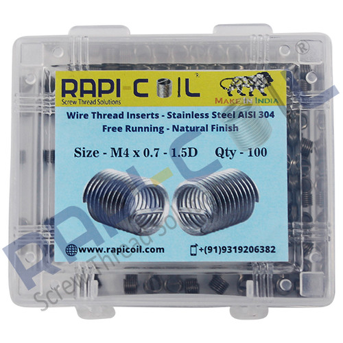 M4 x 0.7 Wire Thread Inserts kit Set of 100 pcs | RAPI-COIL GLOBAL