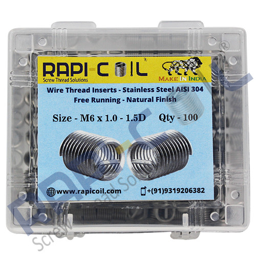 M6 x 1.0 Wire Thread Inserts kit Set of 100 pcs | RAPI-COIL GLOBAL