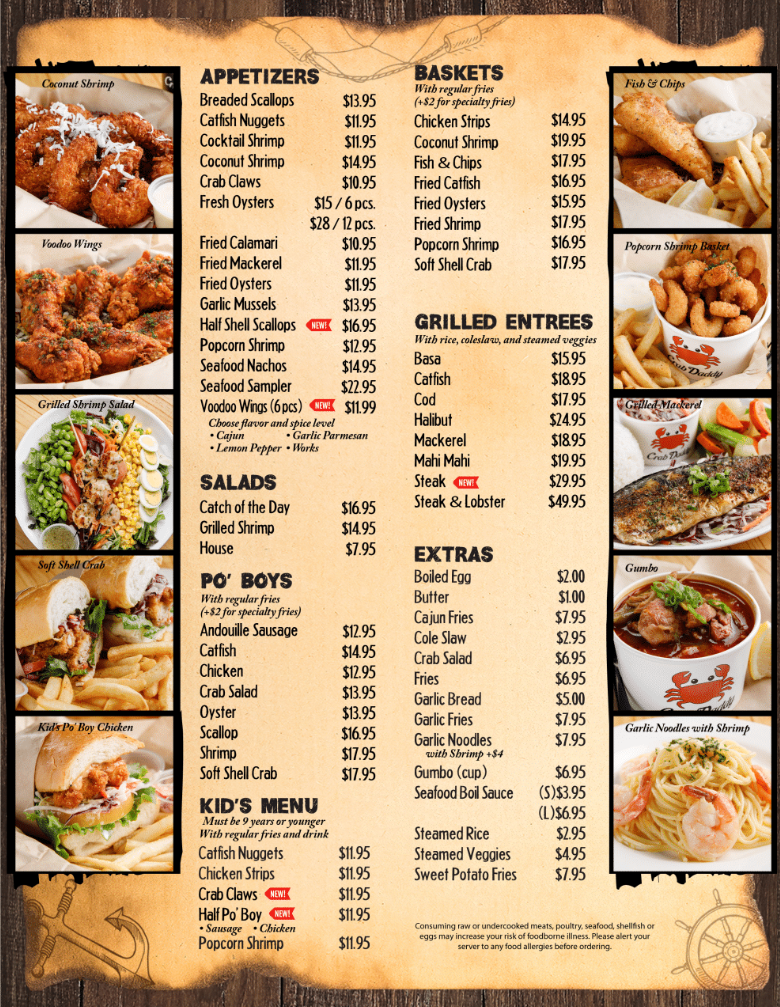 Menu | Crab Daddy Guam