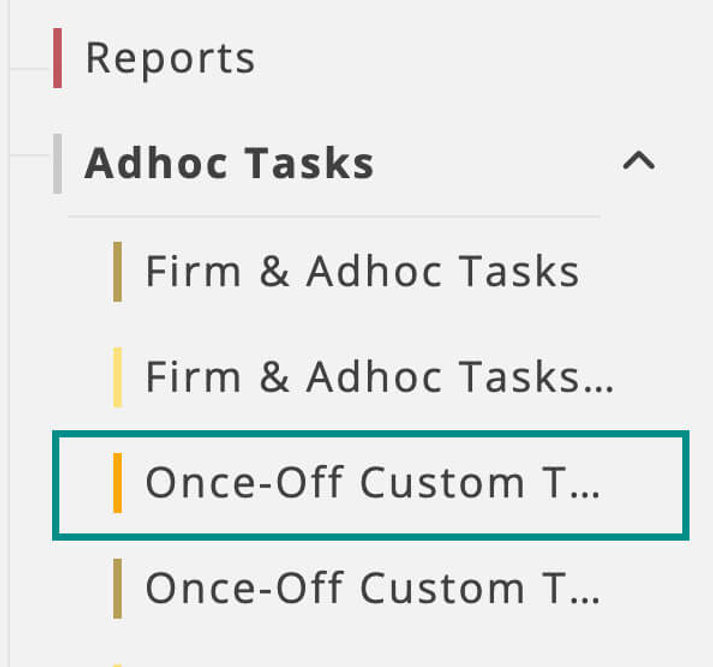 Once-Off Custom Tasks Table