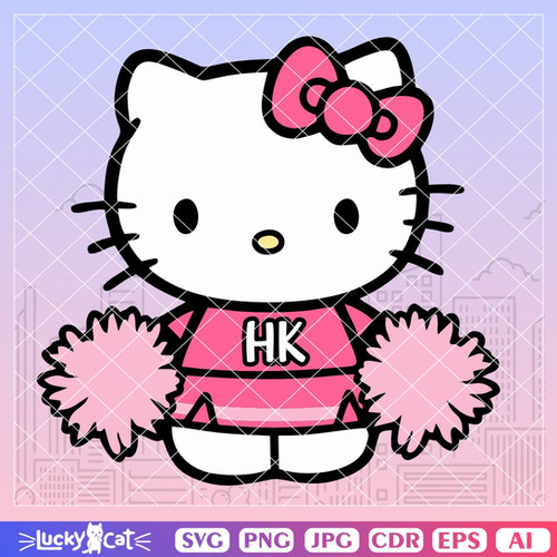Kitty Cheerleader - Hello Kitty - Layered Vector - Digital Files ...