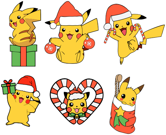 Pikachu x6 - Pokemon - Christmas - Layered Vector - Digital Files ...