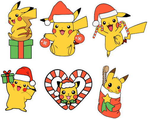 Pikachu x6 - Pokemon - Christmas - Layered Vector - Digital Files ...