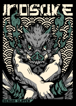 Inosuke - Demon Slayer - Layered Vector - Digital Files | Lucky Cat