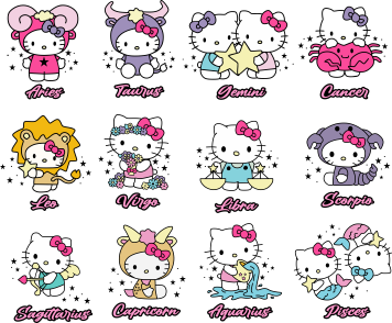 Hello Kitty Horoscope - Layered Vector - Digital Files | Lucky Cat