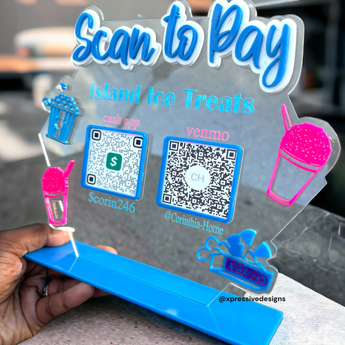 Italian Ice/ shaved ice Acrylic scan to pay sign | Xdbycoco