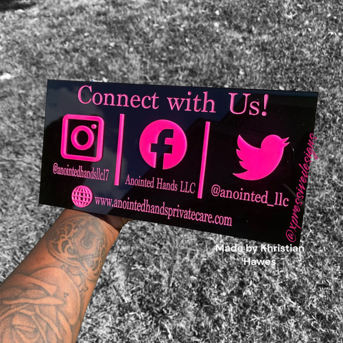 Flat acrylic social media handle sign | Xdbycoco