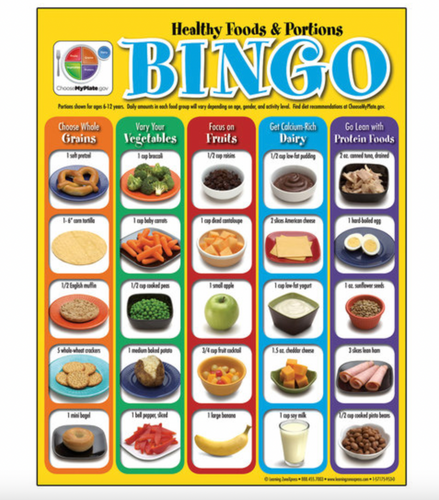 MyPlate Healthy Foods & Portions Bingo Game | Carolina Singapore