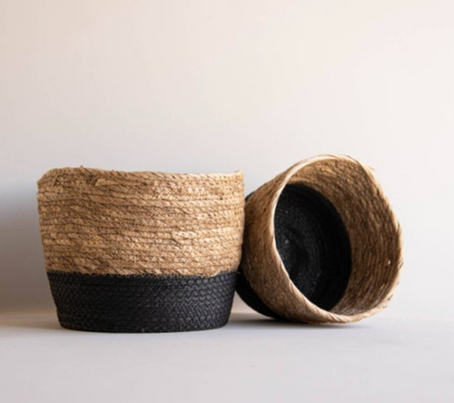 Foreside Home & Garden - Aldis Natural Baskets Large, Set Of 2 | White ...