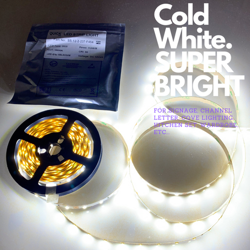 QUICK LED Strip LED 2835 IP20 60 LED 9.6W per meter Cool White 10000K ...