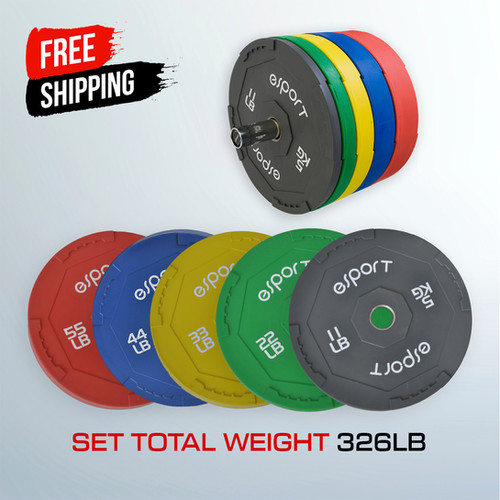 330LB 10 PLATE SET PREMIUM SUPER OLYMPIC INTERLOCKING BUMPER PLATES ...