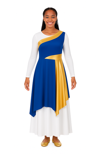 One Shoulder Overlay with Metallic Accent | Dance Fashions Warehouse