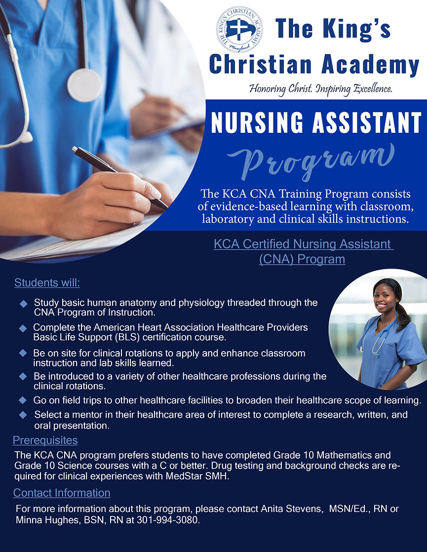 CERTIFIED NURSING ASSISTANT PROGRAM | Kings Christian - MD