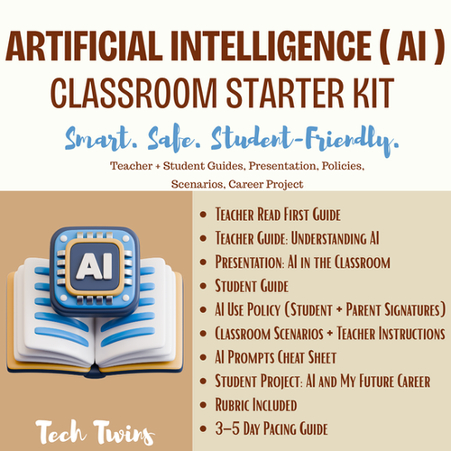 AI Artificial Intelligence Classroom Starter Kit for Grades 6–12 | Tech ...