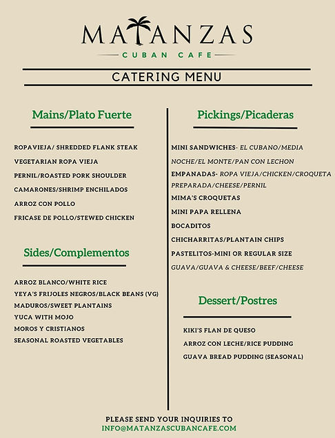Catering | Matanzas Cuban Cafe