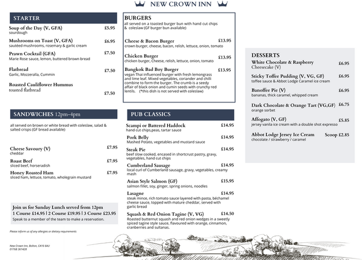 Menu - New Crown Inn