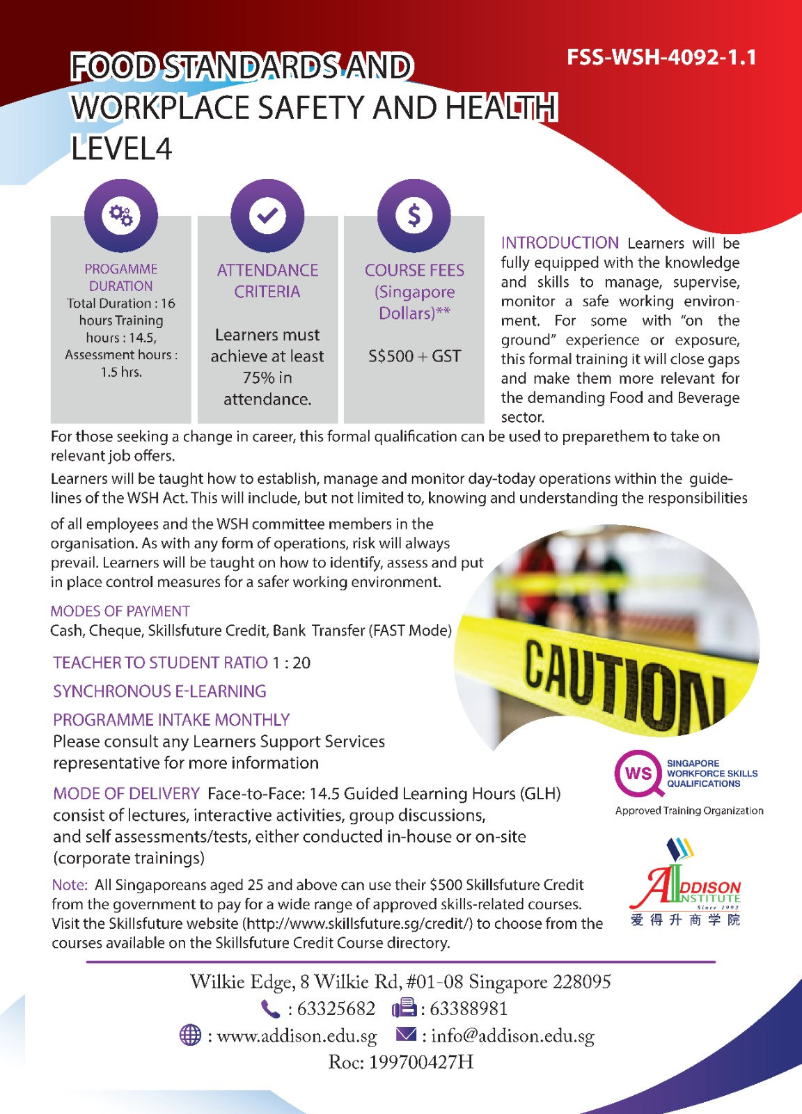 Food Standards and Workplace Safety and Health | Addison Institute