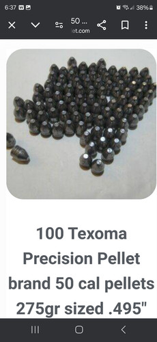 100 Texoma Precision Pellet brand 50 cal pellets 275gr sized .495 ...
