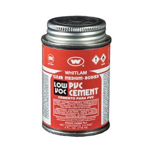 4 oz WHITLAM Low VOC PVC Clear Medium Bodied Cement | ysplumbingsupply
