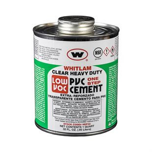 32 oz WHITLAM Heavy Duty Clear Medium Bodied Low VOC PVC Cement ...