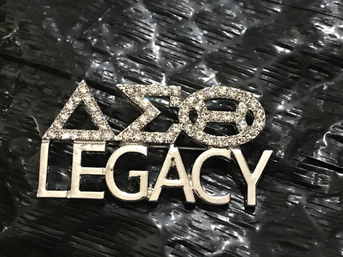 Delta Silvertone Legacy Clear Rhinestone Pin | Living Greek