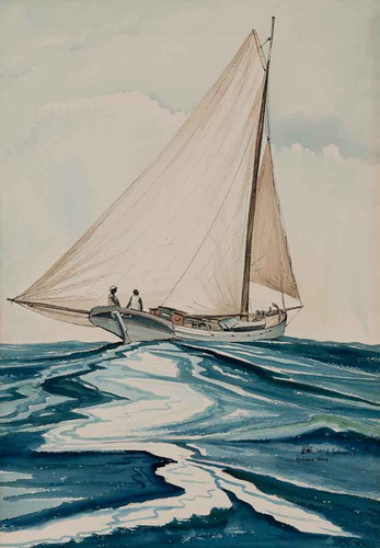 Sloop at Sea - ORIGINAL | Bill Johnson Art