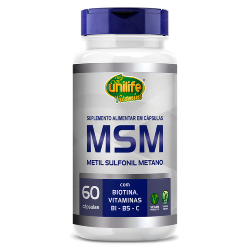 MSM - Metil Sulfonil Metano com Vitaminas em cápsulas 600 mg | Unilife ...