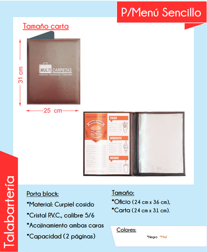PORTA MENU T. CARTA | Multicarpetas