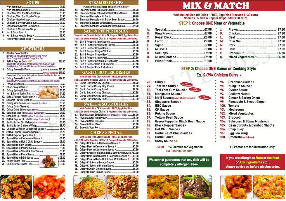 Menu | Hang Fung Chinese Takeaway
