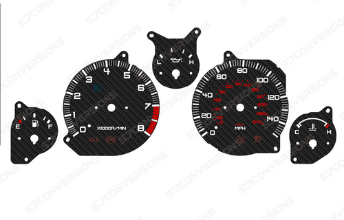 Mazda MX5 Mk2 Carbon Dial Cards 8 Colours | SJ Conversions