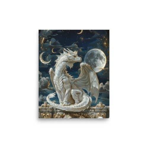 White Moon Dragon | Poster | Dragon Muse Artworks