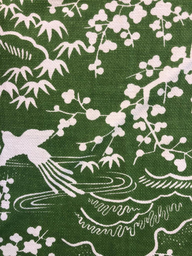 Tillett Textiles Cherry Blossom Toile Kelly Green | motivo