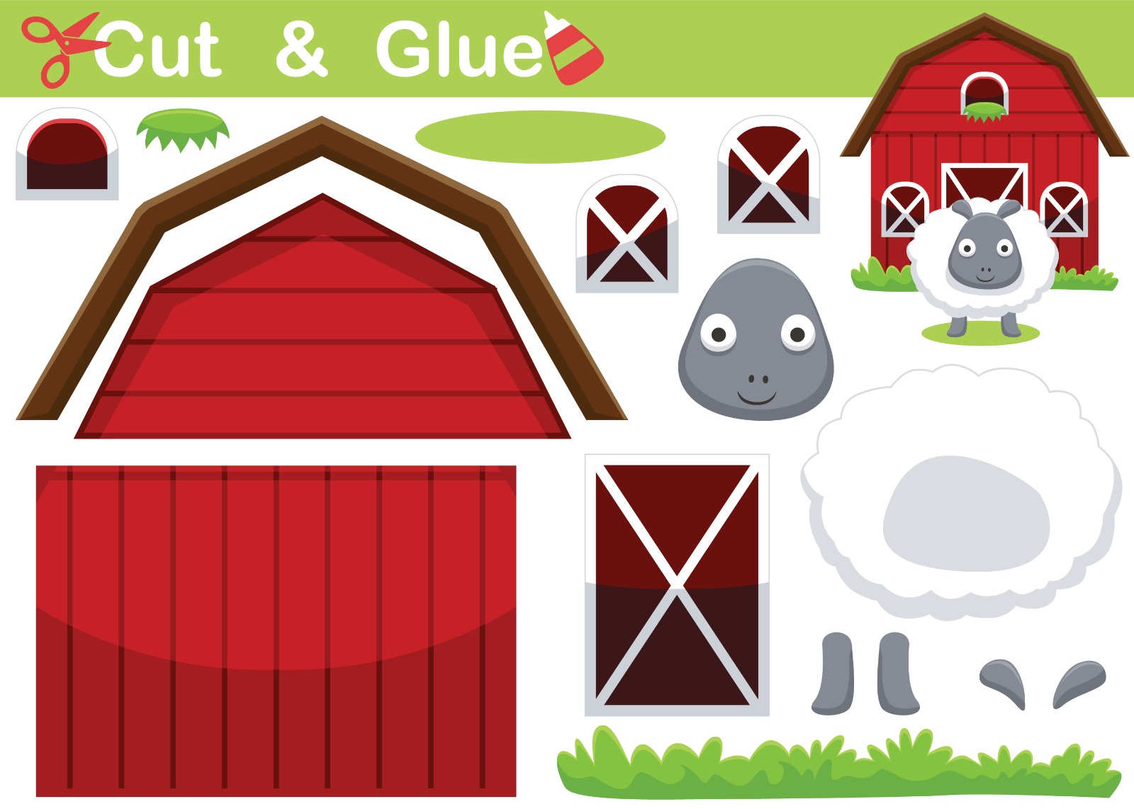 Free Kindergarten Kids Activity: Cut and Glue