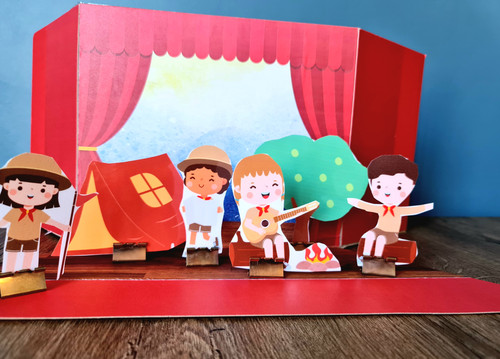 Scout Camp Paper Puppet Theatre Stage Waldorf Toy, Craft Stick Pretend ...