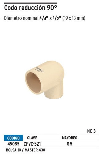 CODO REDUCCION 90° | Ferreteria