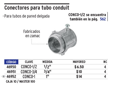 CONECTORES PARA TUBO CONDUIT | Ferreteria