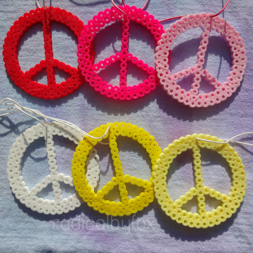 Plur Peace Sign Necklace - Hippie Boho Fashion - Perler Bead | Radical ...