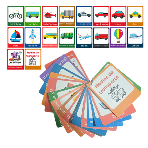 Medios De Transporte Beginners Flash Cards | With Love Workbook