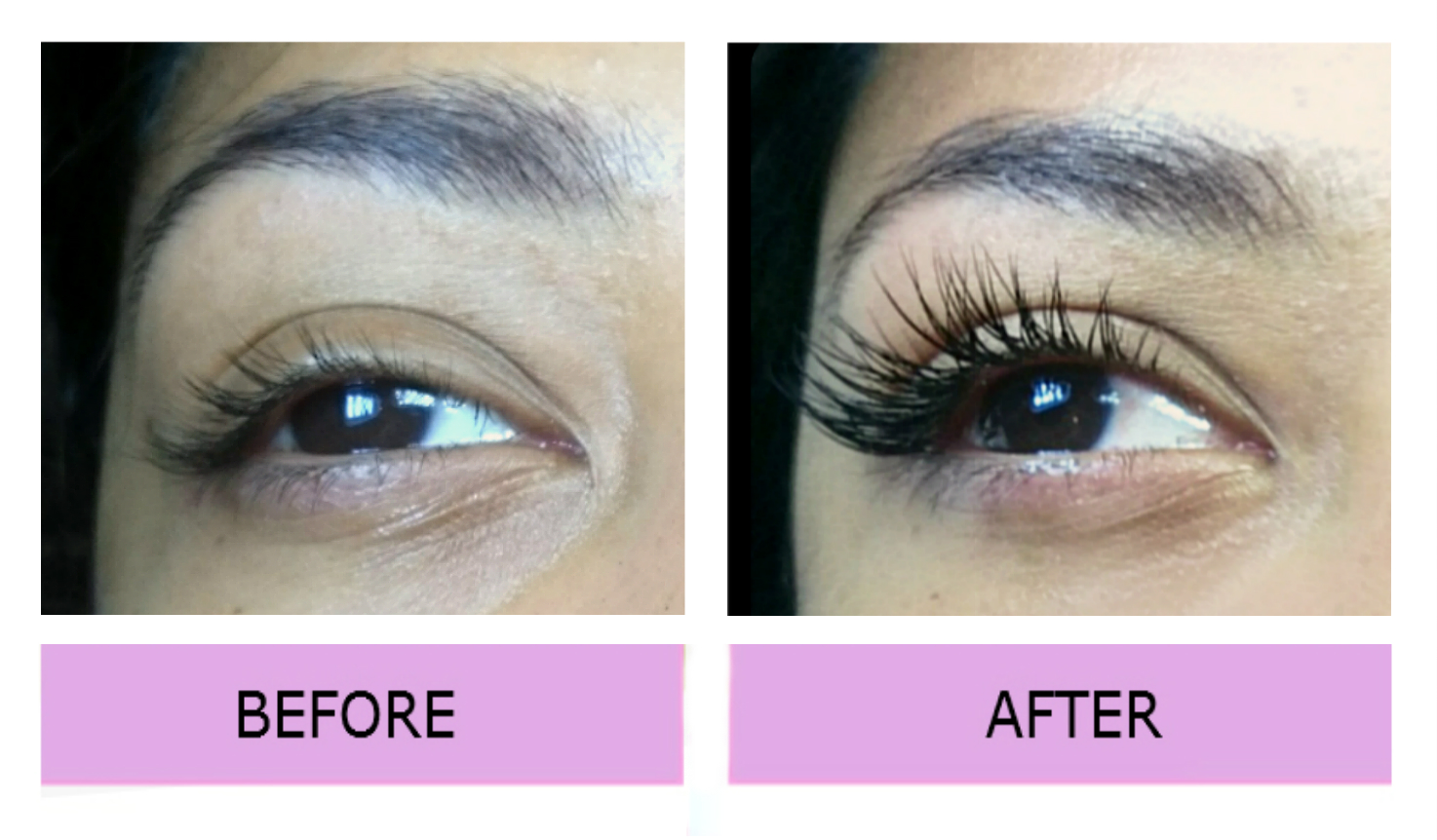 Lashes London individual extensions before after galley