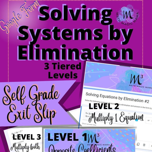 Solving Systems by Elimination Method Google Form Quiz | Math Magic Mama