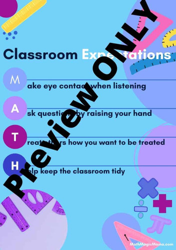 MATH Classroom Expectation Poster | Math Magic Mama