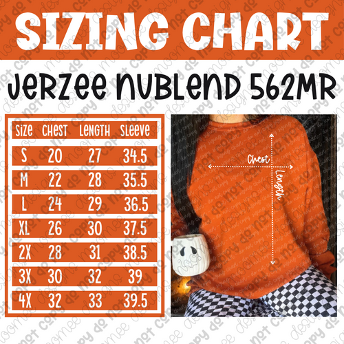 Jerzee 562MR Sizing Chart | Moomee Designs
