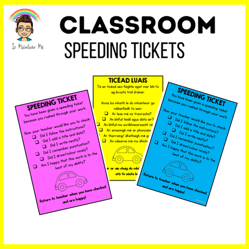 Classroom Speeding Tickets | Is Múinteoir Mé