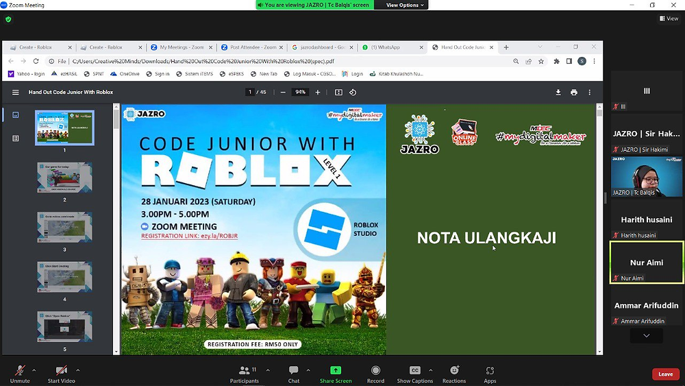 Code Junior with Roblox