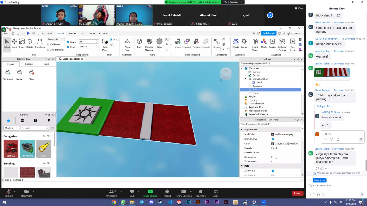 Kelas 'Code Junior With Roblox'